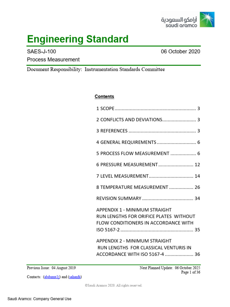 Saes J 100 | PDF | Flow Measurement | Pipe (Fluid Conveyance)