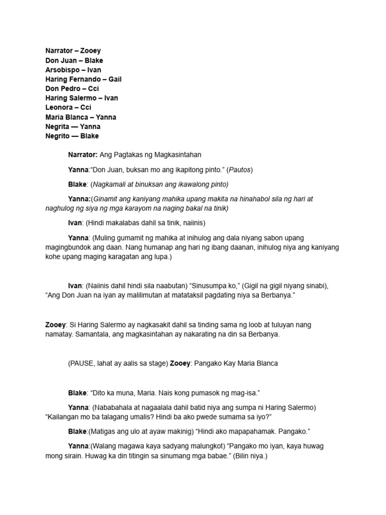 Ibong Adarna Script | PDF