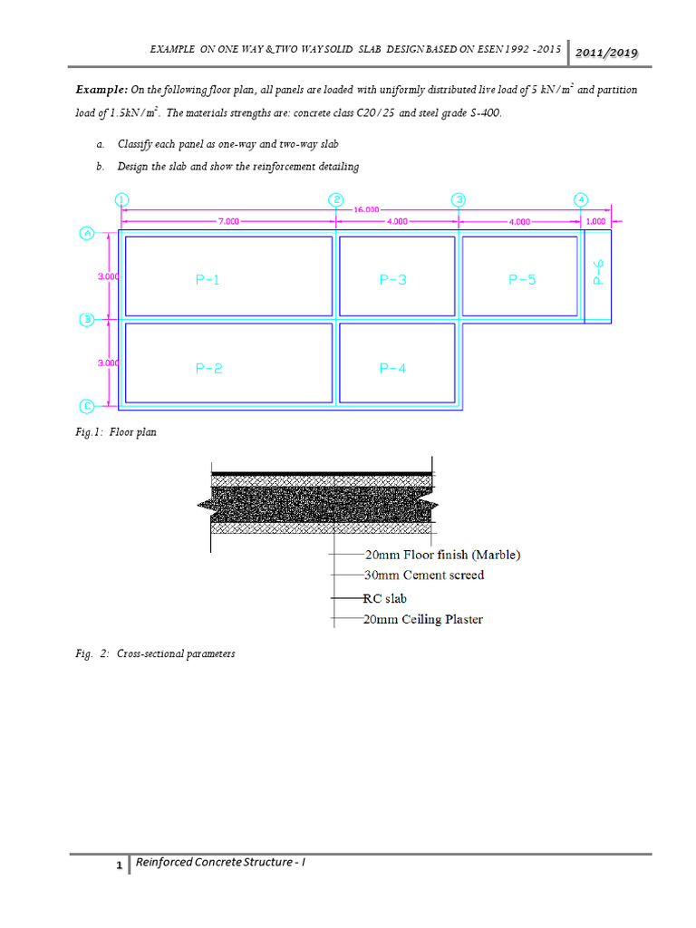 Example On One - Way & Two - Way Slab Design | PDF | Concrete ...