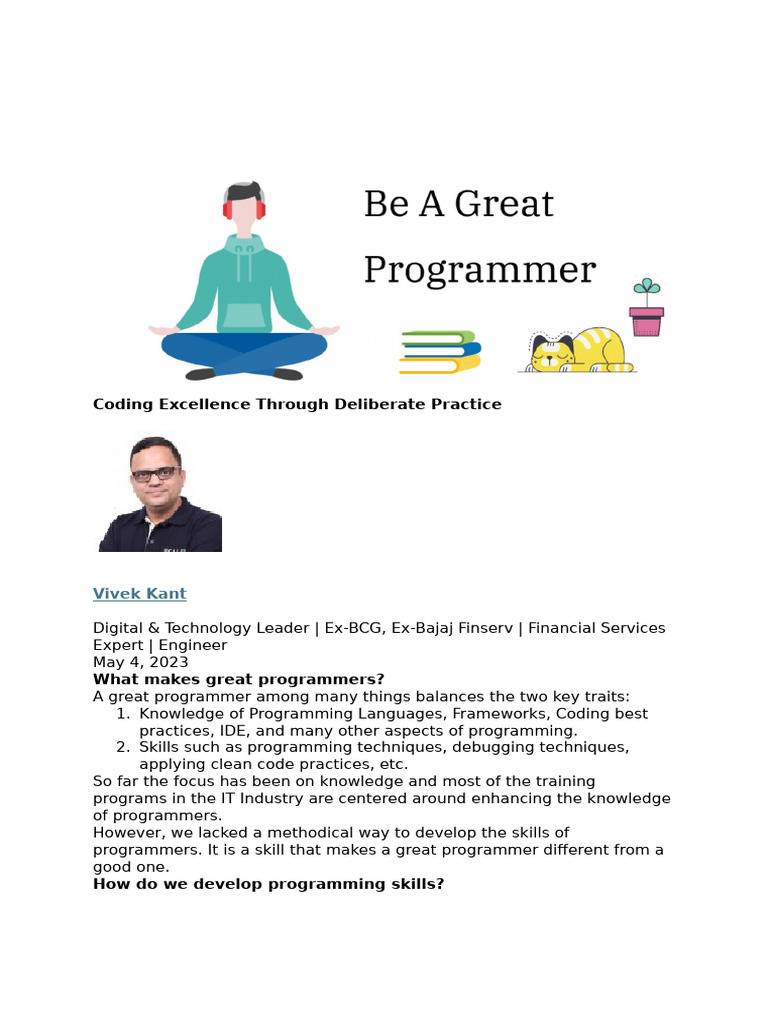 Coding Excellence Through Deliberate Practice | PDF | Computer Programming | Cognitive Science