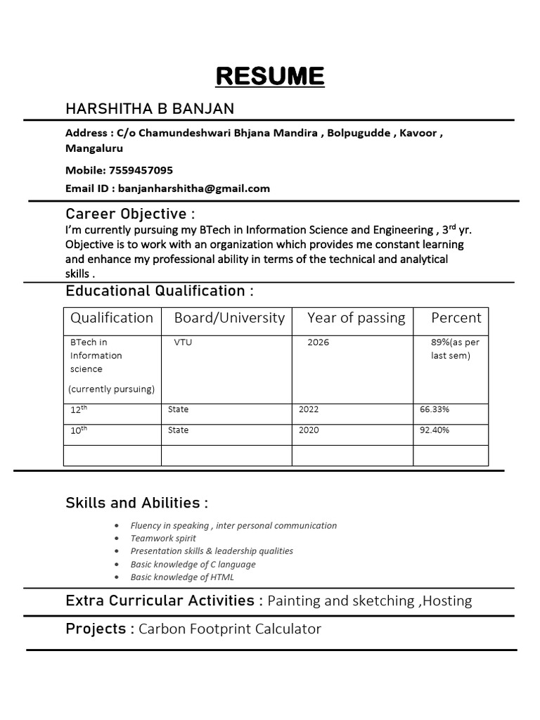 RESUMEHarshitha | PDF