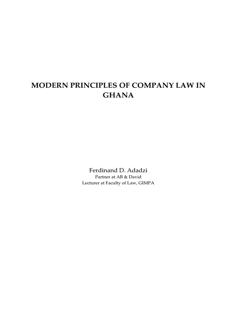 Manuscript - Modern Principles of Company Law in Ghana - Resize-1 | PDF