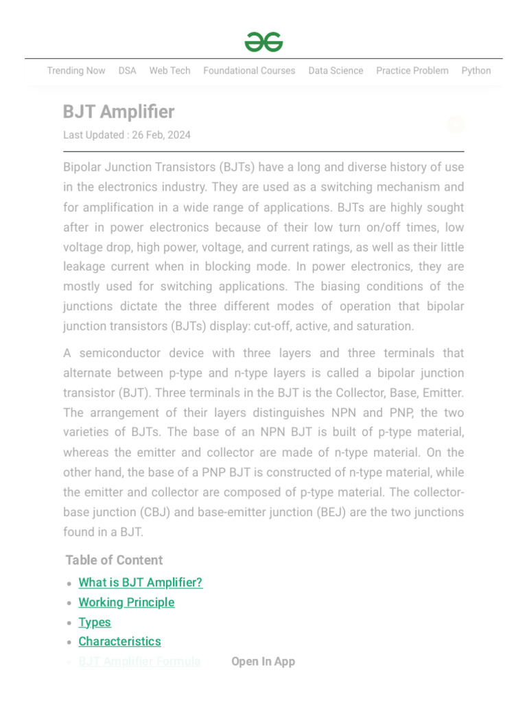 BJT Types, Working Principles and Formulas | PDF | Bipolar Junction ...