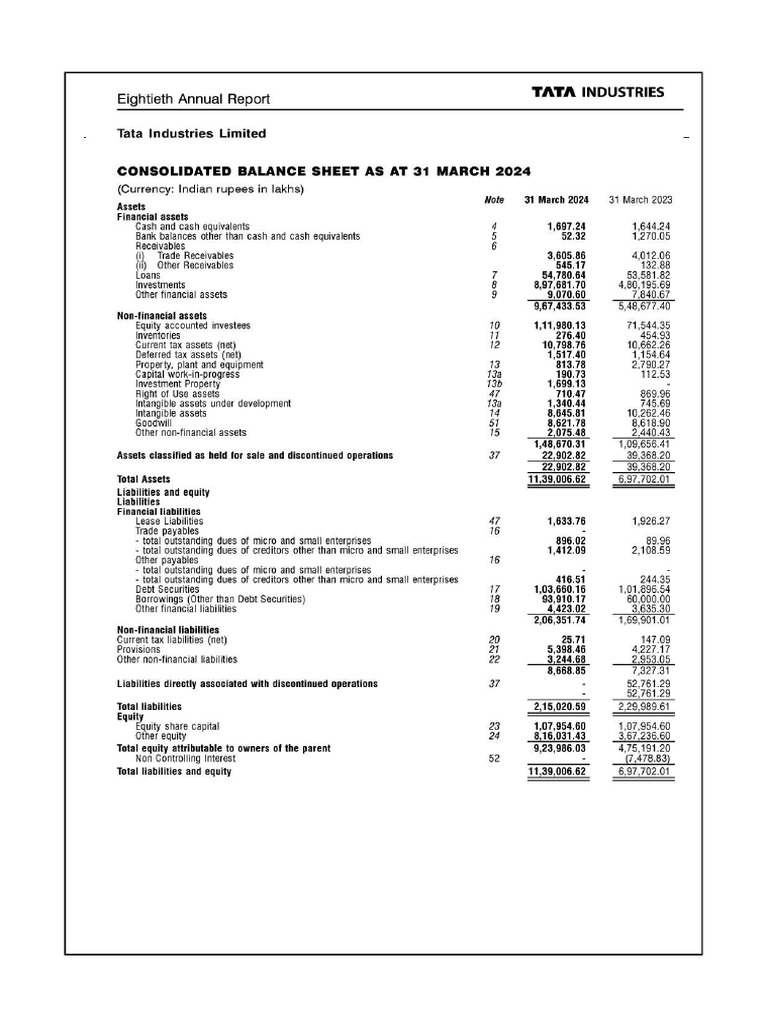 Balance Sheet Tata | PDF