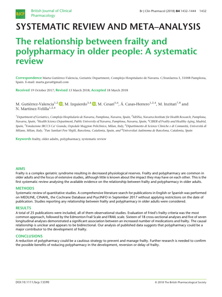 2018 Polypharmacy Frailty | PDF | Medicine | Health Care
