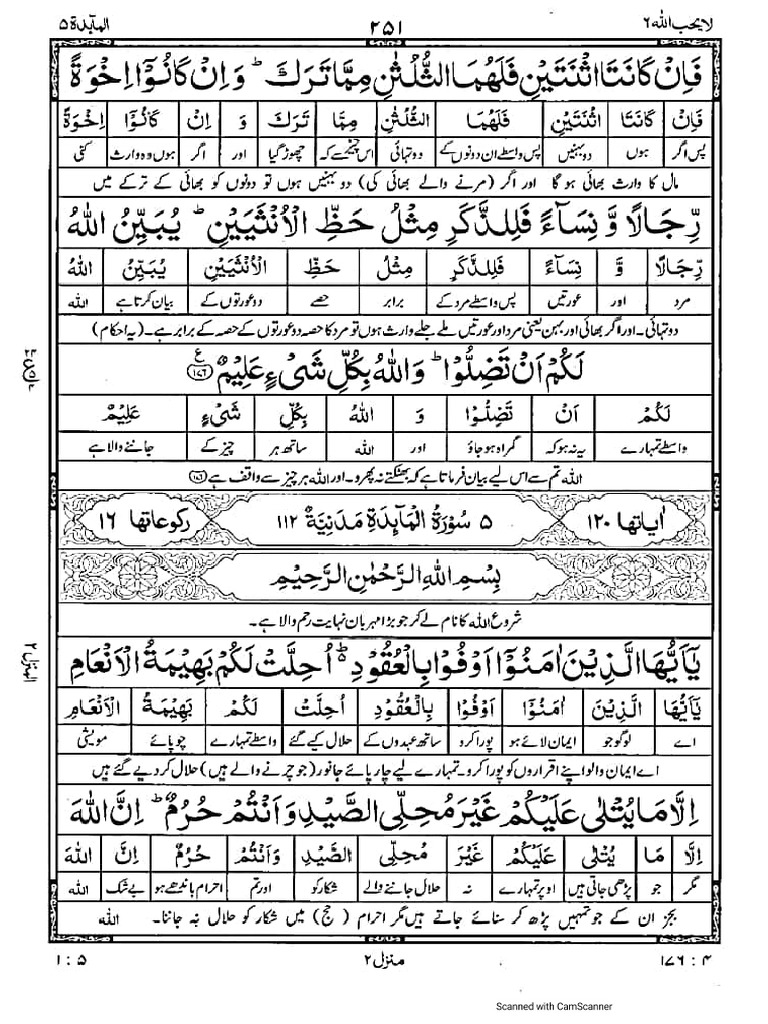 Surah Al Maida (1-50) | PDF
