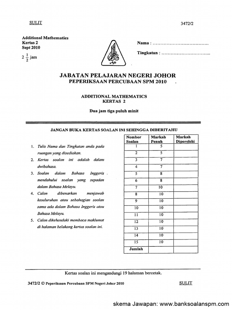 SPM Exam Answer Schemes | PDF