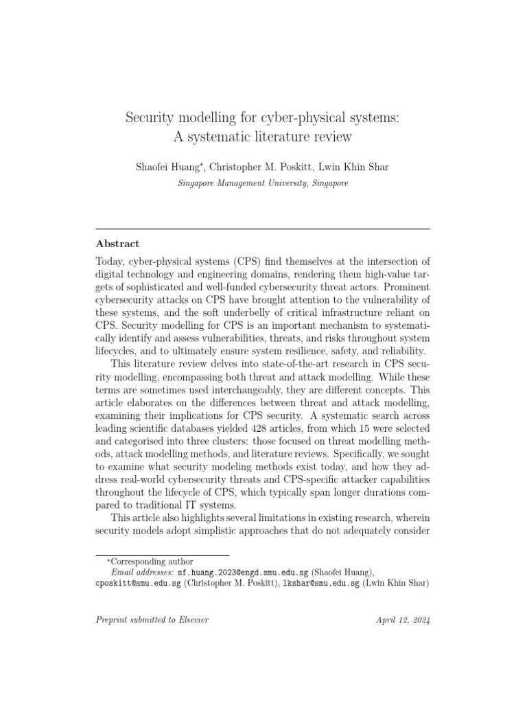 Security Modelling For Cyber-Physical Systems | PDF | Computer Security | Security
