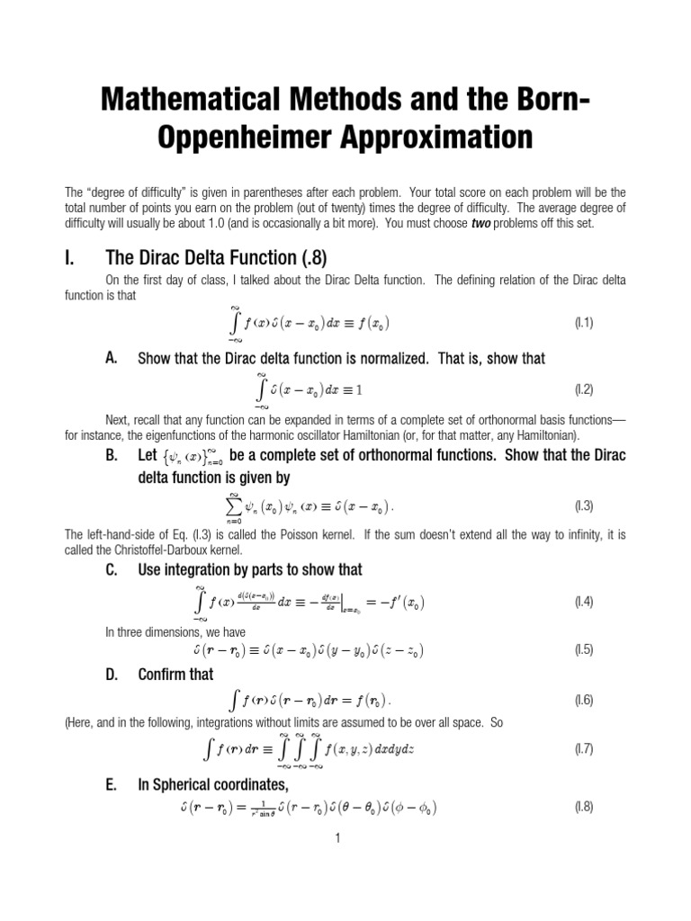 Mathematical Methods and The Born-Oppenheimer Approximation | PDF | Ion ...