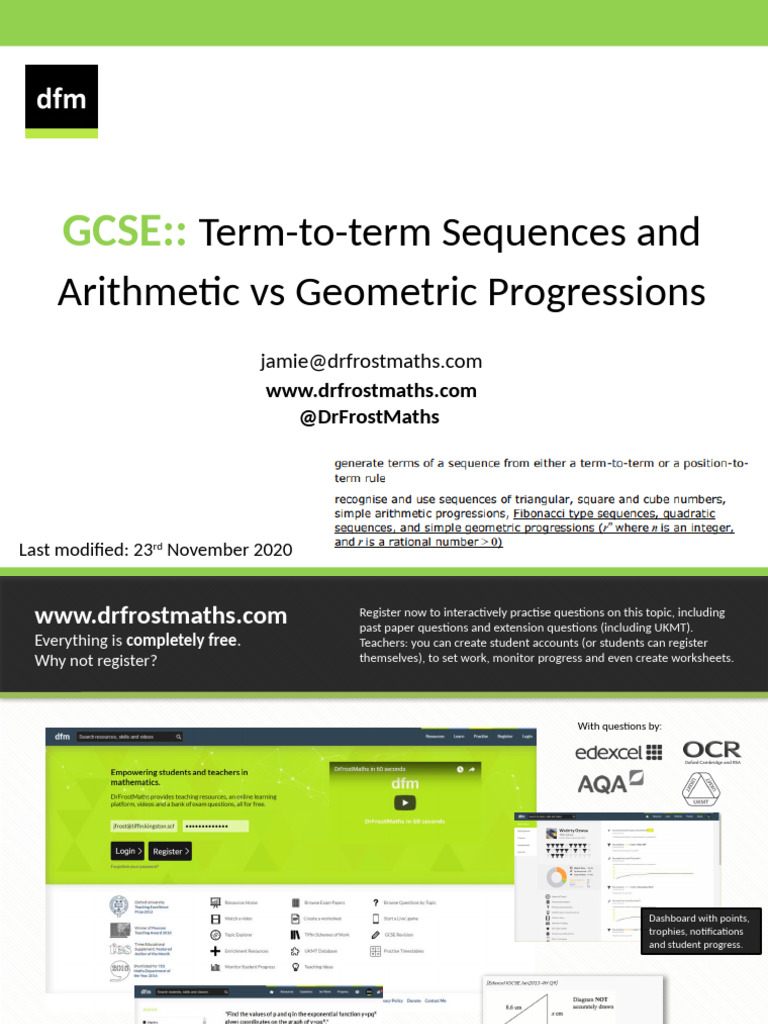 GCSE TermToTermGeometricProgressions | PDF | Sequence | Arithmetic