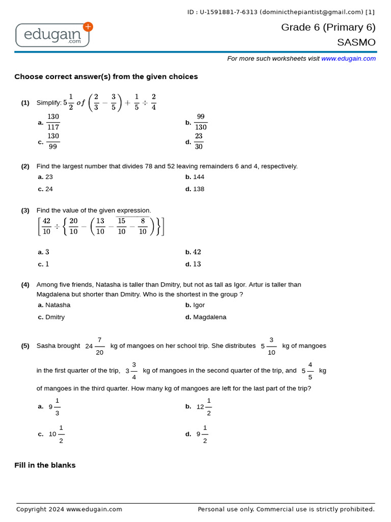 Grade6-1591881-7-6313.q | PDF | Mathematical Objects | Mathematics