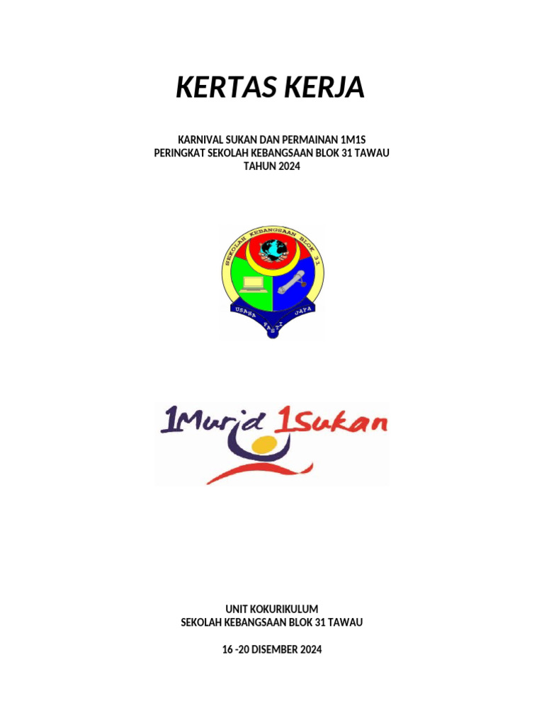 Kertas Kerja Karnival Sukan Dan Permainan 2024 | PDF