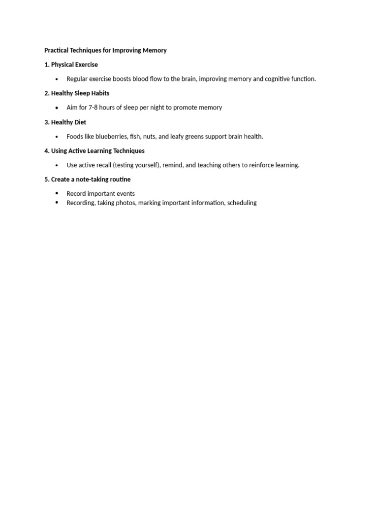 Practical Techniques For Improving Memory | PDF