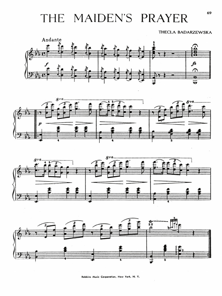 The Maiden's Prayer - Thecla Badarzewska | PDF