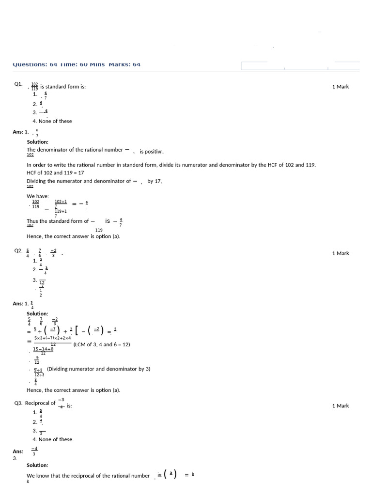 RATIONAL NUMBERS | PDF | Abstract Algebra | Mathematical Notation