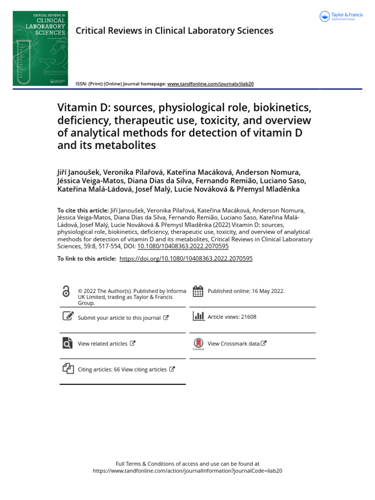 Vitamin D: sources, physiological role, biokinetics, deficiency ...