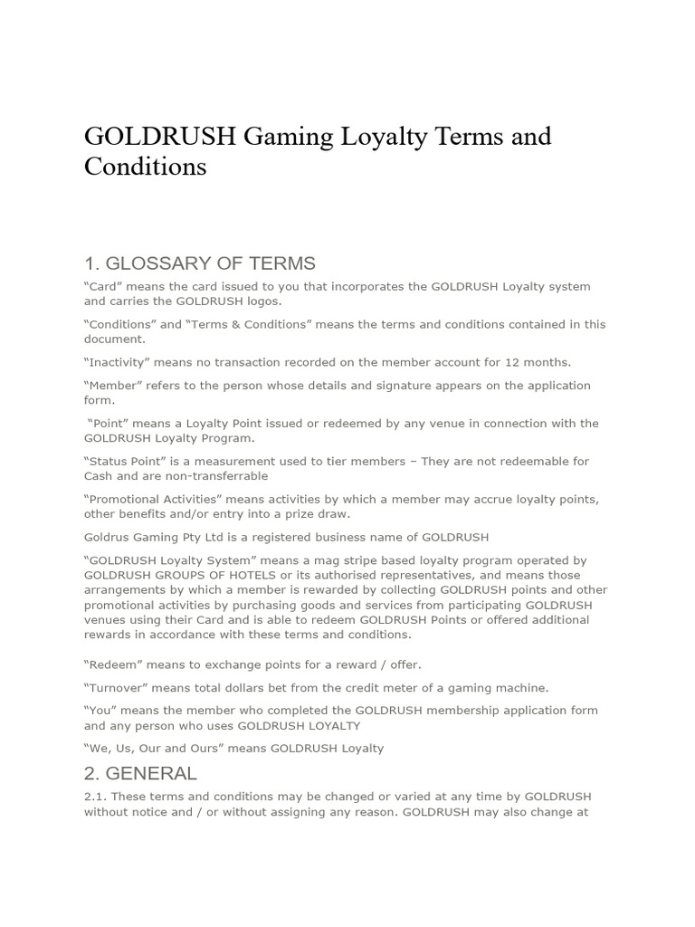 Goldrush Gaming Loyalty Tersm and Conditions | PDF | Loyalty Program ...