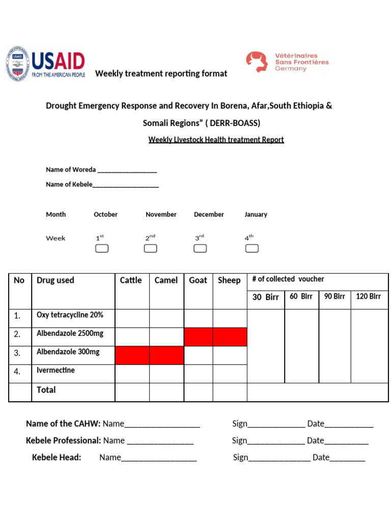 Weekly Treatment Reporting Format | PDF