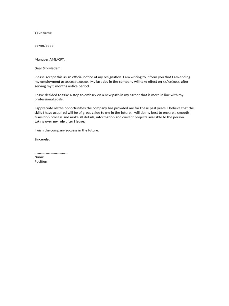 Resignation Letter With Address | PDF