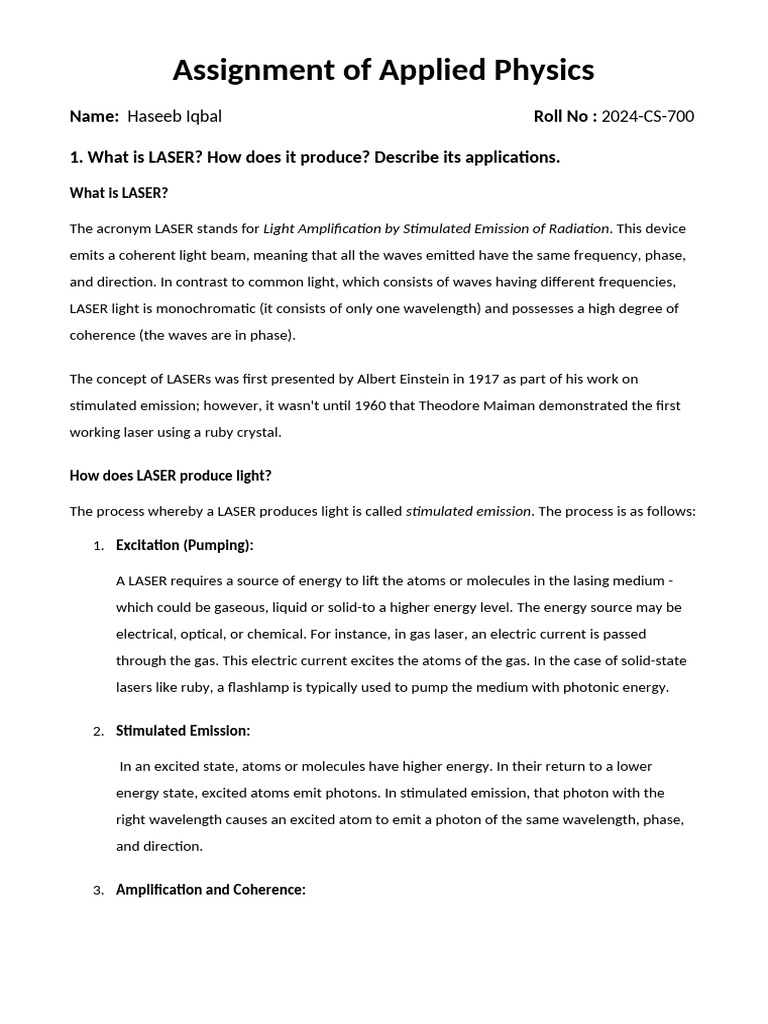 AP Assignment | PDF | Radiation | Camera