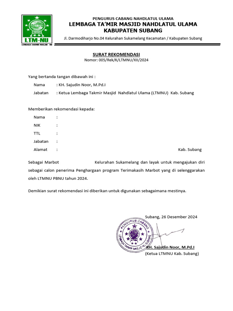 Rekom Masjid Al-Barokah | PDF