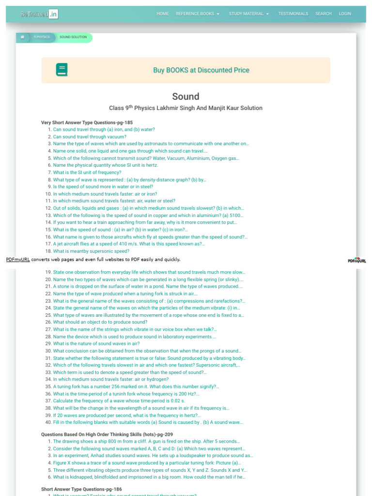 betrained_in_Lakhmir-Singh-And-Manjit-Kaur_9-Physics_Sound-Solution | PDF | Sound | Waves
