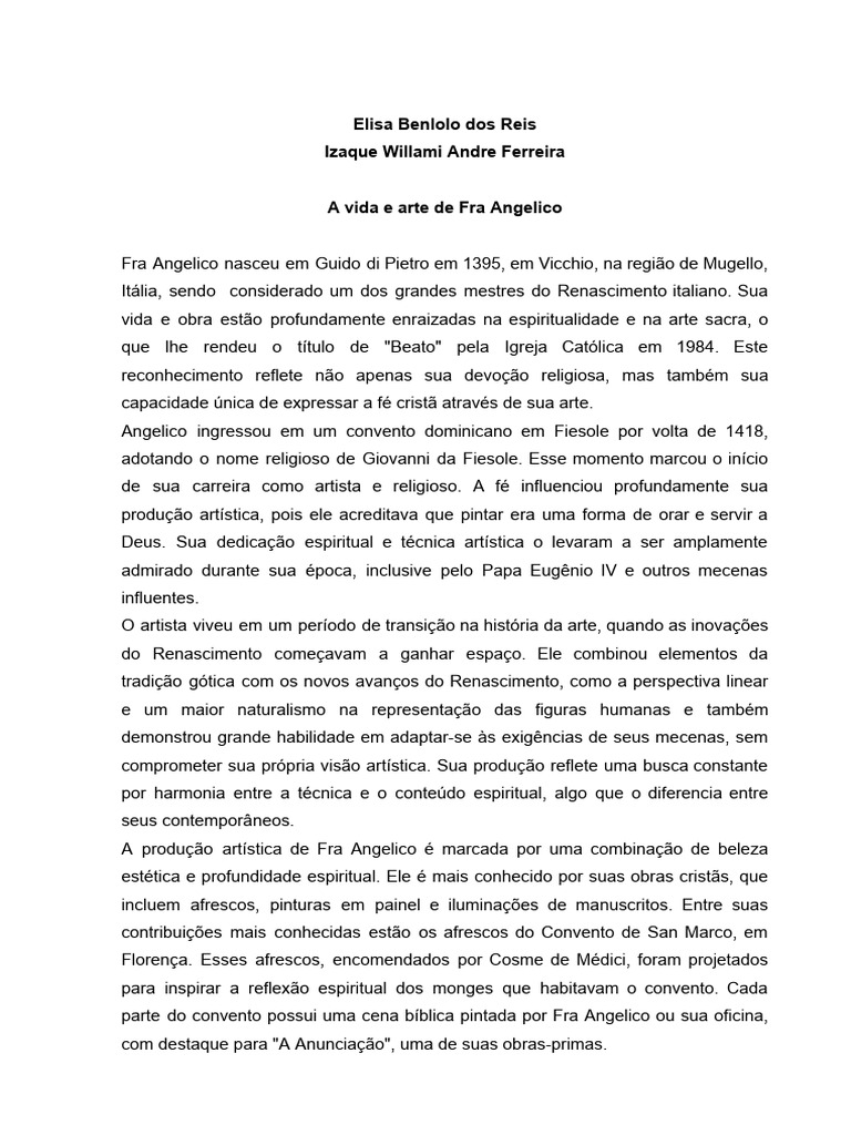 Vida e Arte de Fra Angelico | PDF
