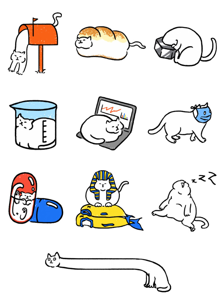 Slouchy Cat Stickers | PDF