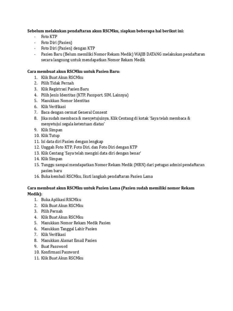 Step Pendaftaran Poli RSCM | PDF