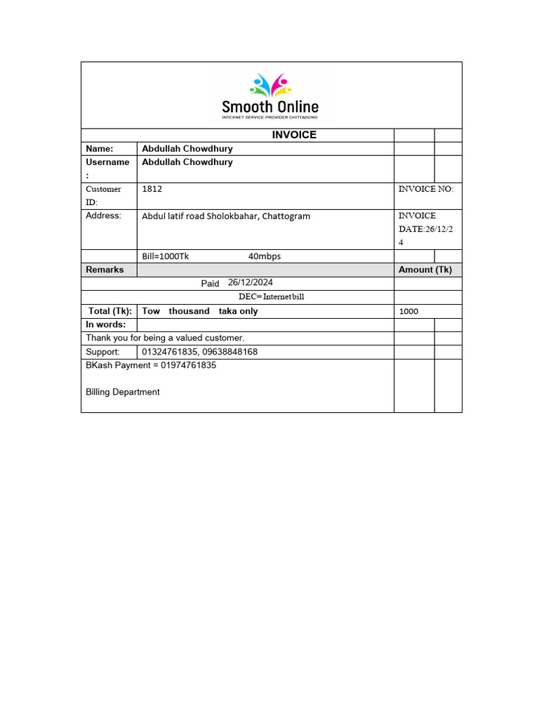 Abdullah Chowdhury DEC BILL | PDF