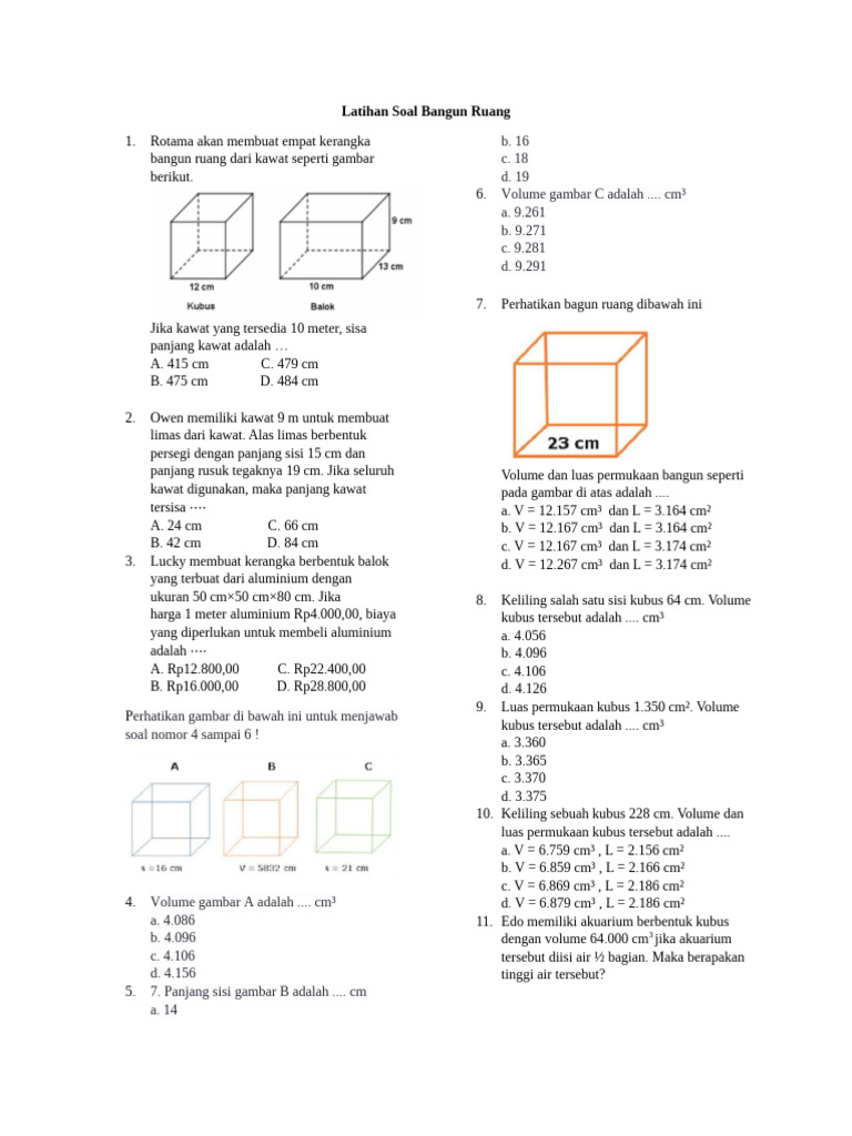 Latihan Soal Bangun Ruang | PDF