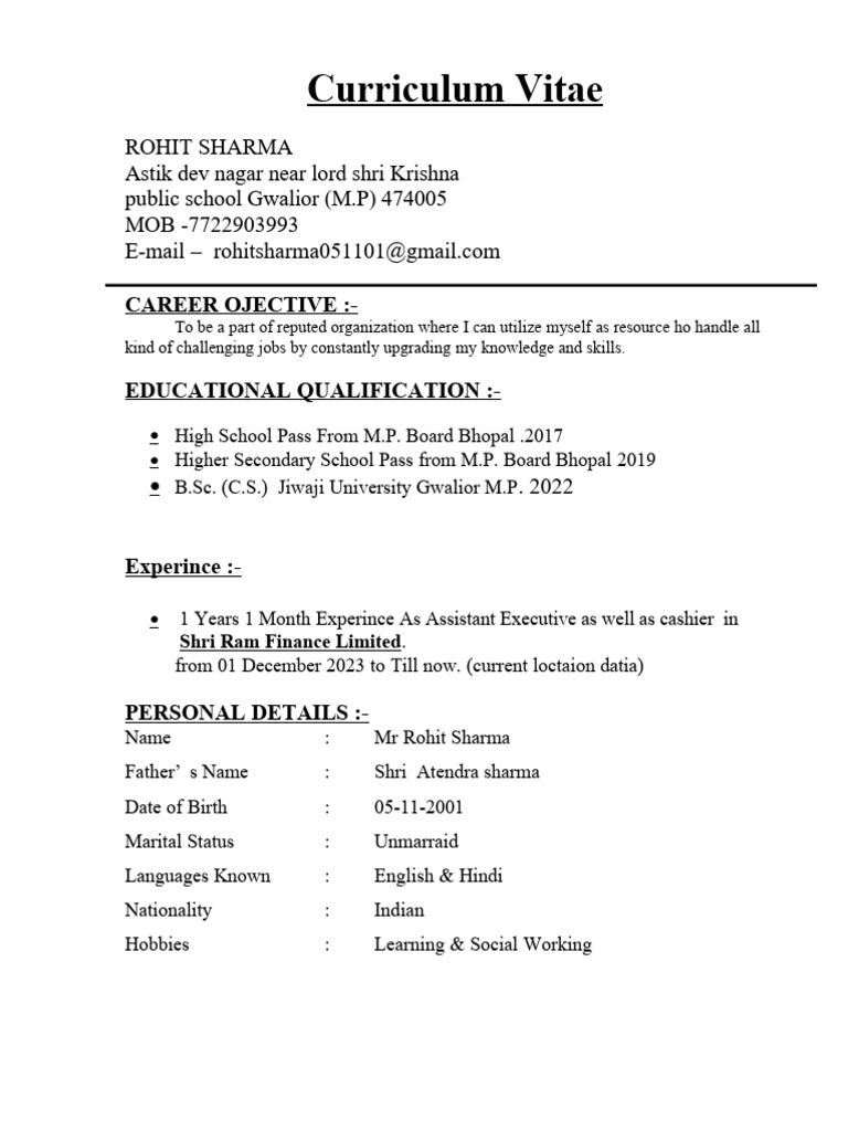 Resume Rohit Sharma | PDF