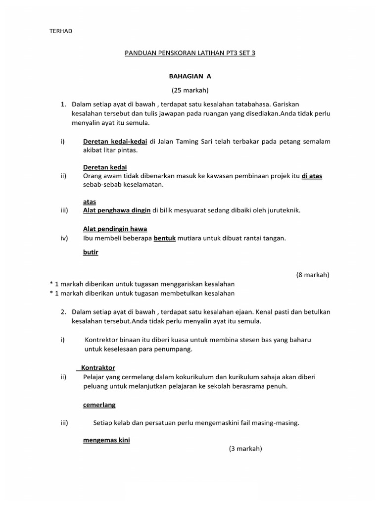 2014_Perak_Latihan_PT3_SET3_BM_Skema (1) | PDF