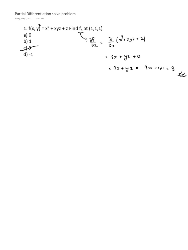 Partial Differentiation Solved Problem | PDF