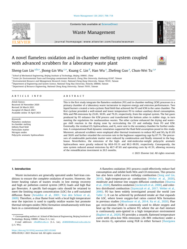A Novel Flameless Oxidation and in Chamber Melting System Coupled | PDF ...