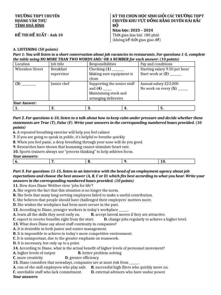 Trư NG THPT Chuyên | PDF | Oceans | Sea Level