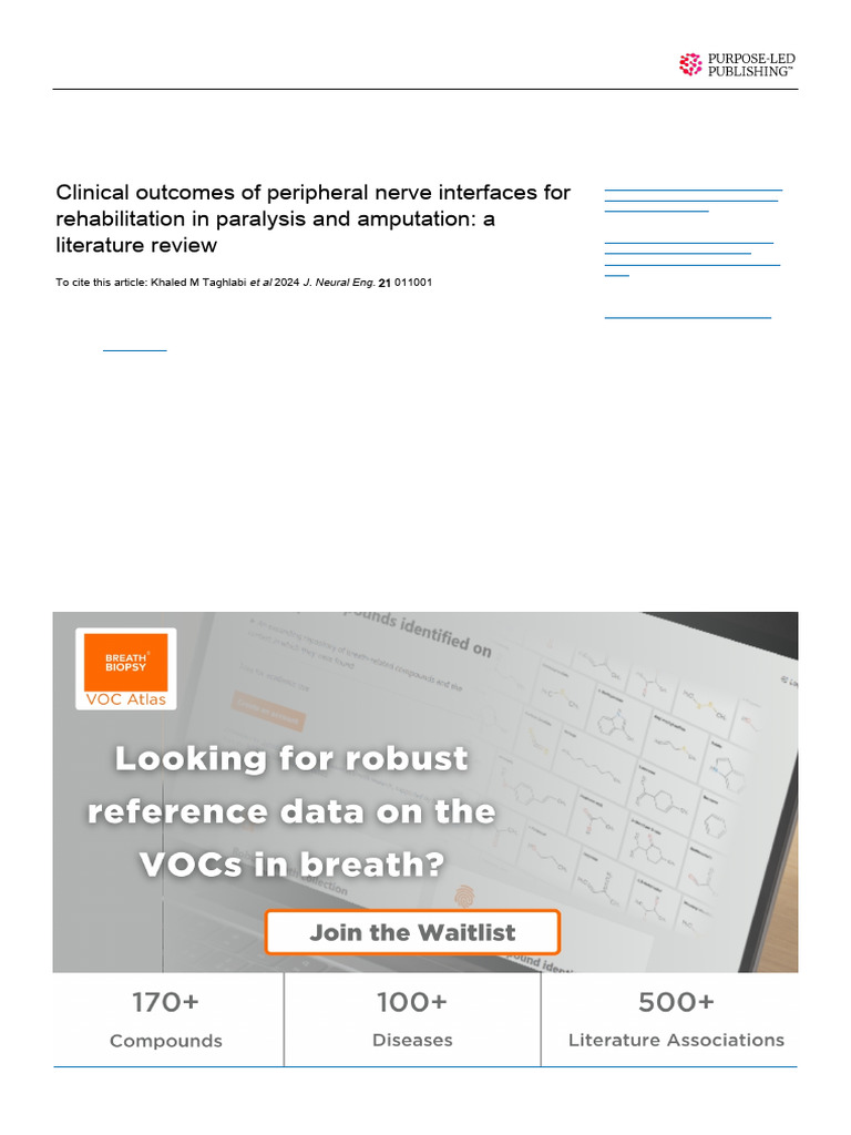 Taghlabi_2024_J._Neural_Eng._21_011001 | PDF | Prosthesis | Motor Neuron