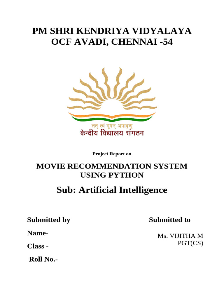 Project Report On Movie Recommendation System | PDF | Computing | Computer Science