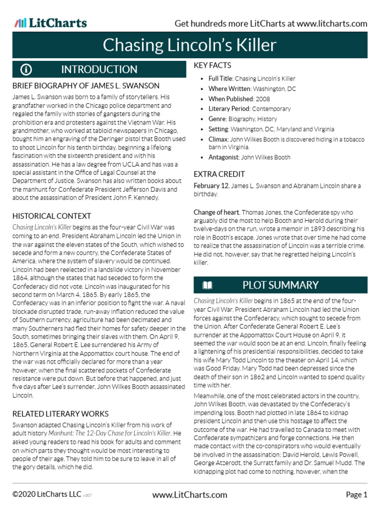 Chasing-Lincolns-Killer-LitChart | PDF | John Wilkes Booth