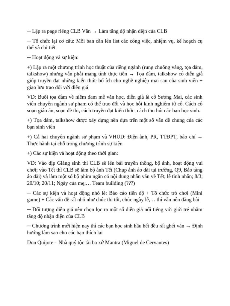 Lập ra page riêng CLB Văn | PDF