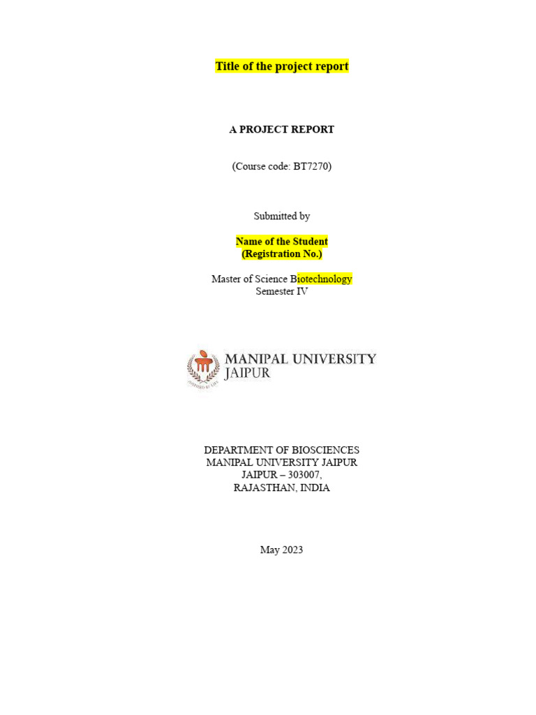 Final Project Report format | PDF