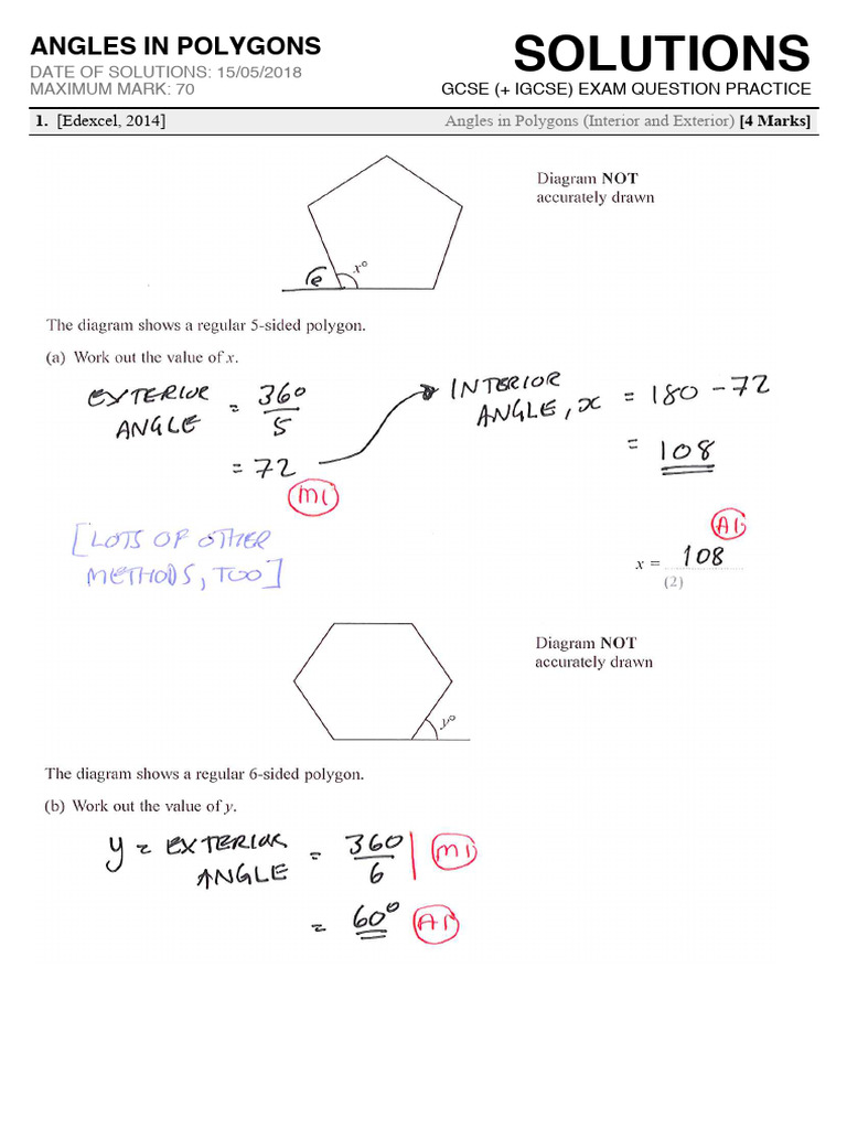 Angles In Polygons Gcse 9 1 Practice Questions 30267 Pdf Accuracy And Precision