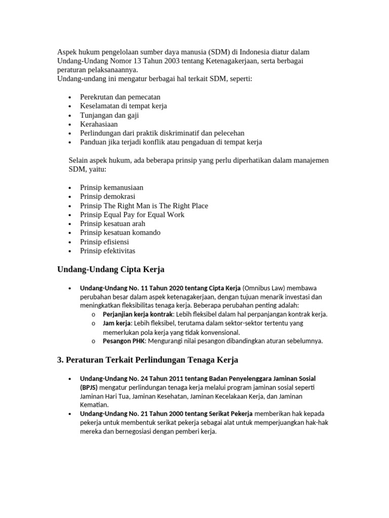 Aspek Hukum Pengelolaan Sumber Daya Manusia | PDF