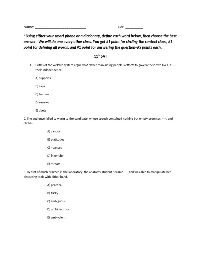 11th SAT list | PDF