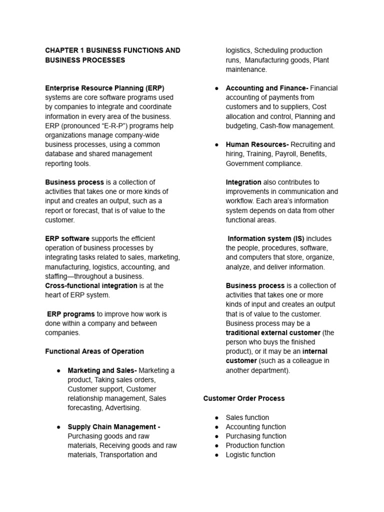 Erp Reviewer | PDF | Enterprise Resource Planning | Supply Chain Management