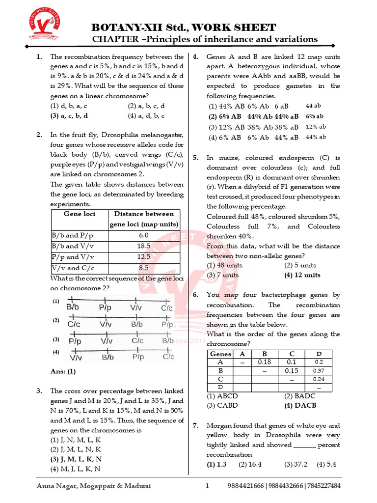 Princeples of Inheritance Linkage | PDF | Genetic Linkage ...