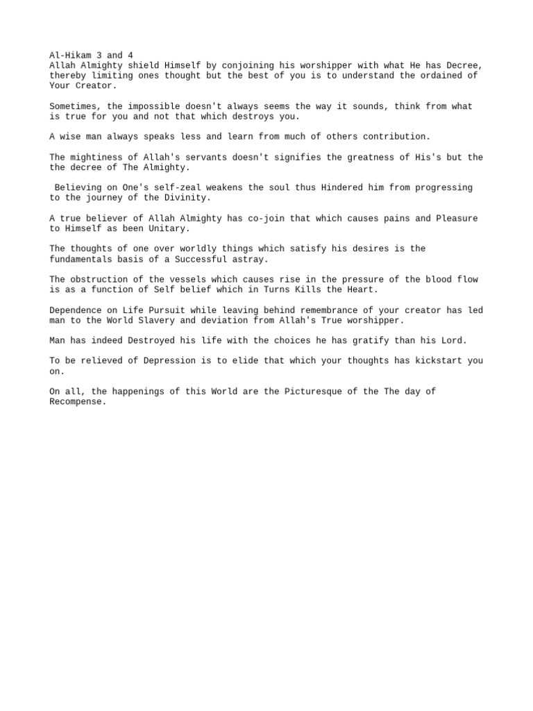 Insights from Al-Hikam 3 and 4 | PDF
