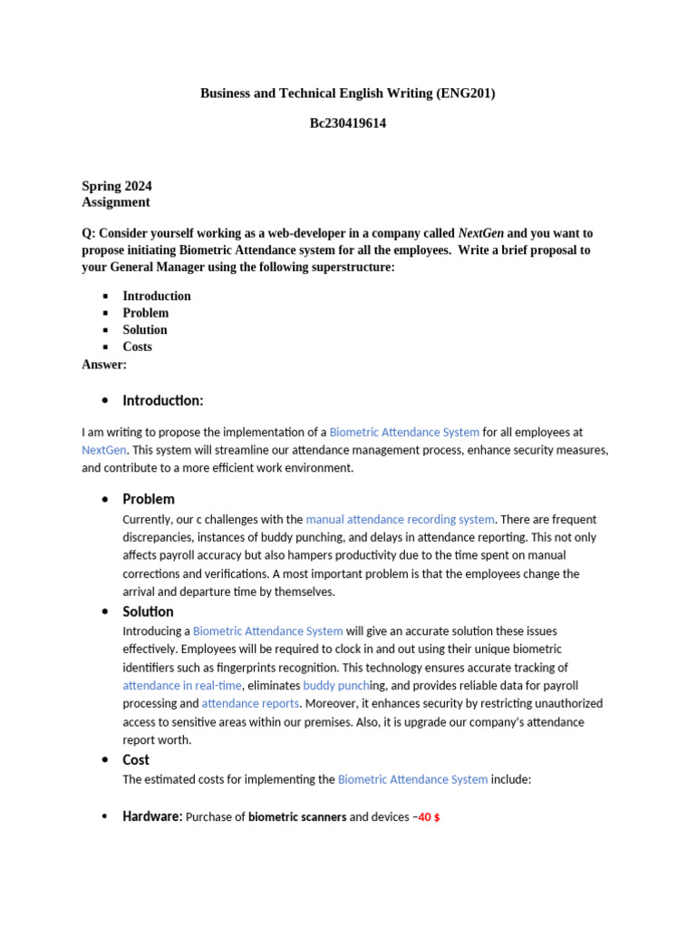 SPRING 2024 Eng Assignment Solution | PDF | Biometrics | Information Technology