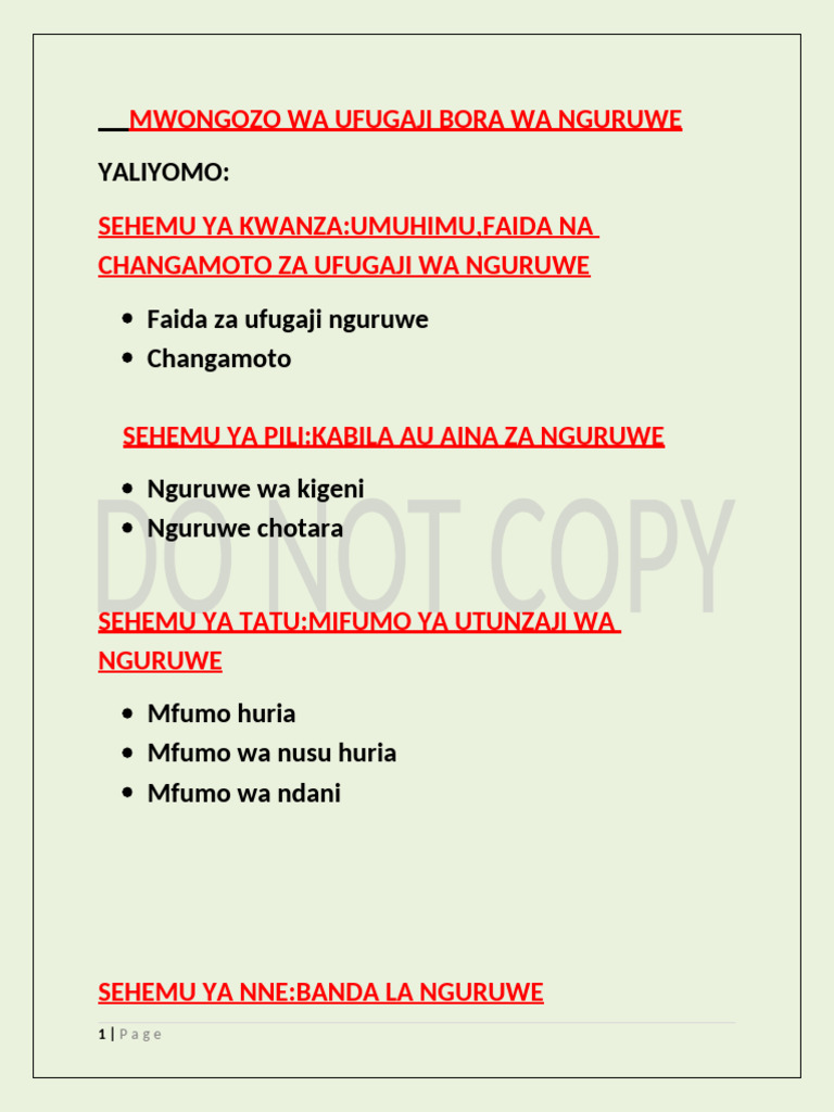 Mwongozo Wa Ufugaji Bora Wa Nguruwe - 025246 | PDF