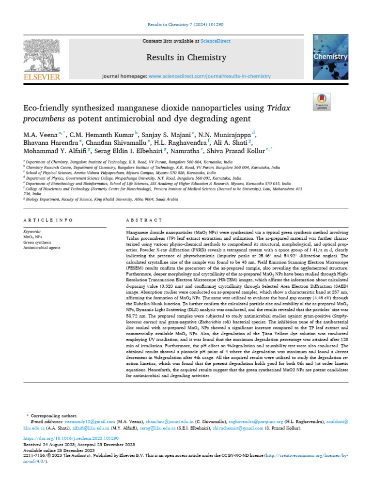 MnO2 NP - Jan 2024 Paper Collraboration With Shivaprasad Sir | PDF ...